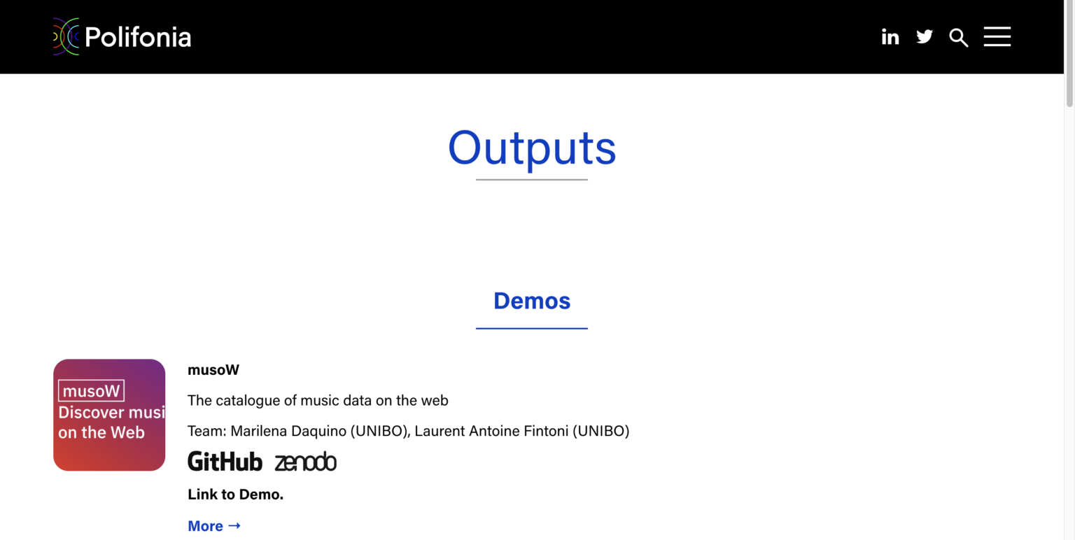 PolifoniaH2020 - Check out Polifonia’s ‘outputs’ section